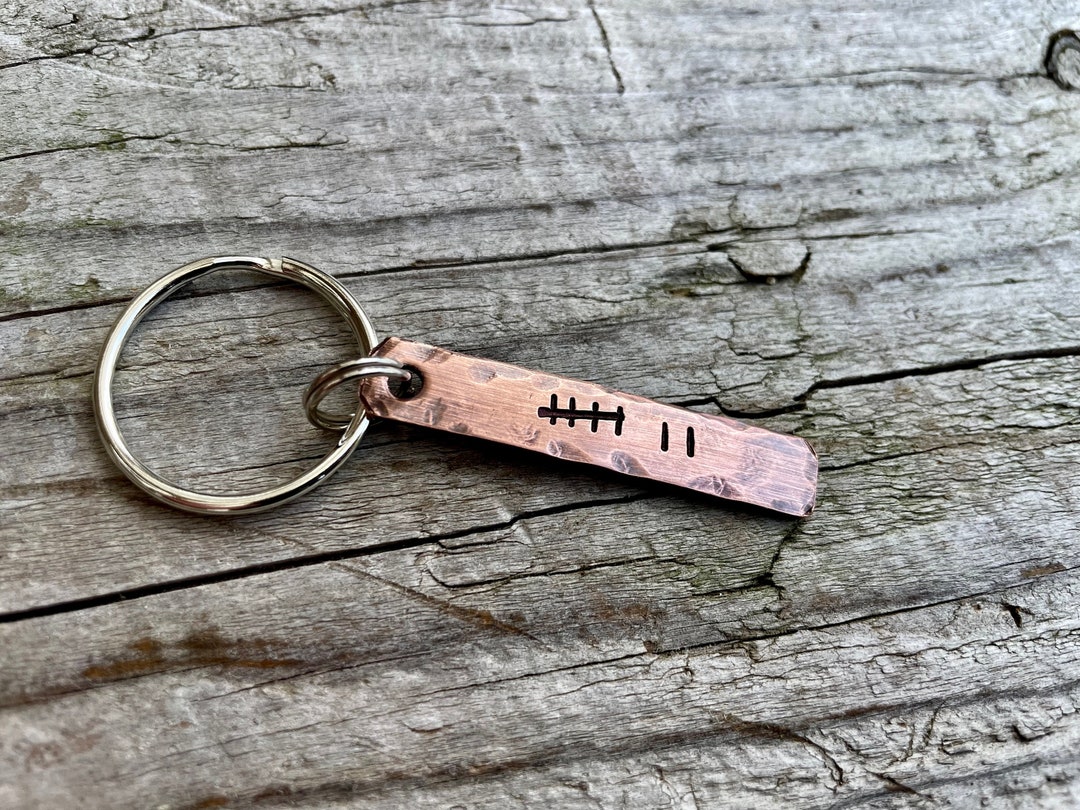 Custom Copper Seventh Anniversary Keychain - Tally Mark Gift ...
