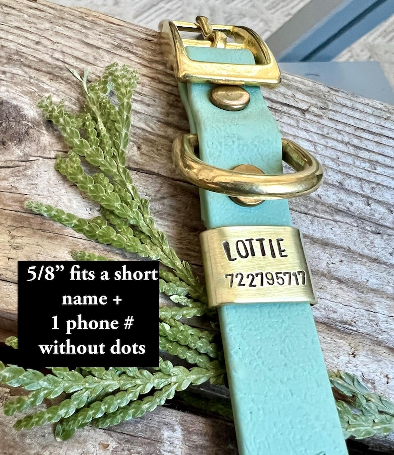 Custom Brass Slide on Dog Tag for Collar, Personalized Metal Pet ID ...