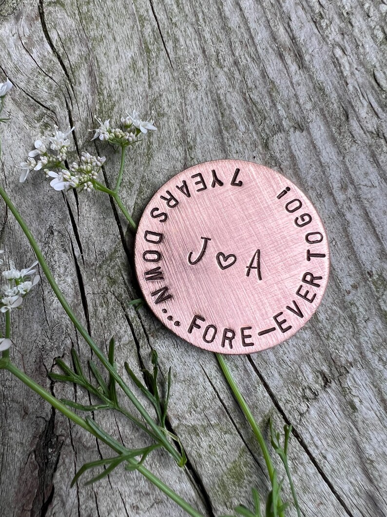 Copper Golf Ball Marker for 7th Anniversary - Custom Copper Gift for ...