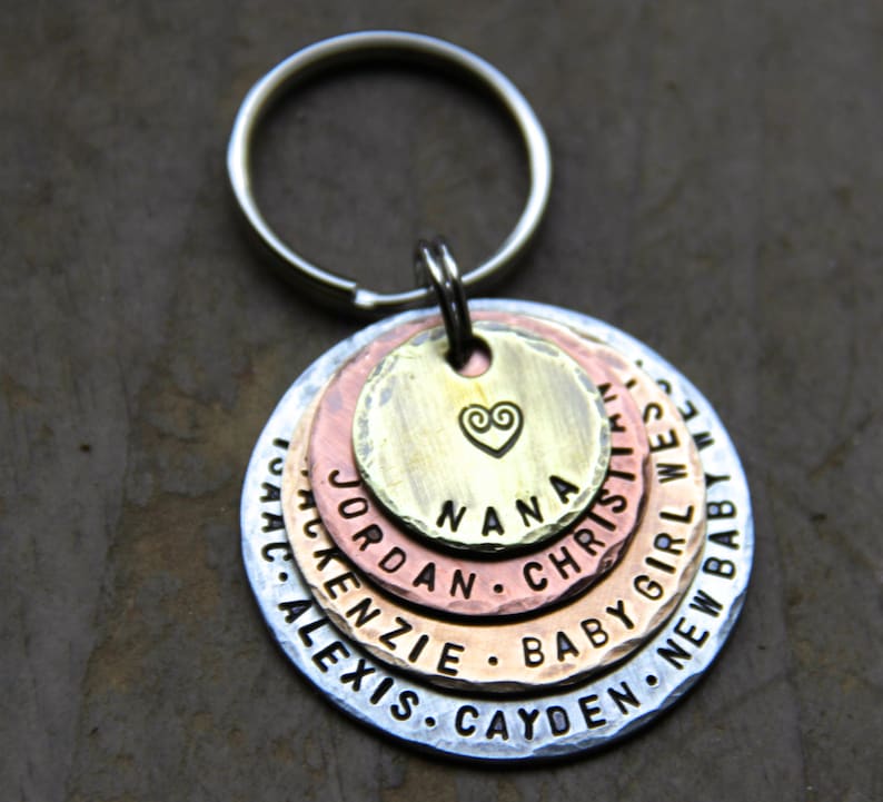 Custom Family Keychain With Kids Names, Personalized Grandparent Gift ...