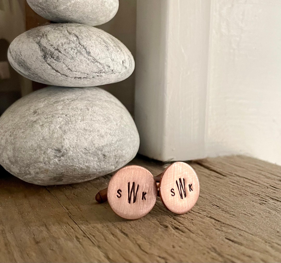 Monogram Custom Cuff Links - Personalized Copper Cufflinks - Rose Gold ...