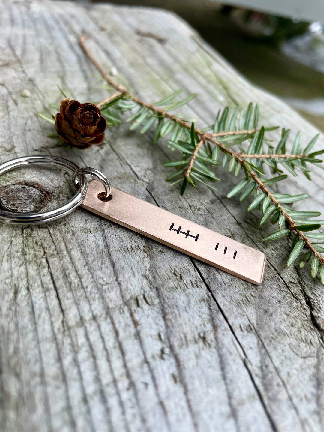 Custom Bronze Anniversary Keychain – Hand Stamped Tally / Roman Numeral ...