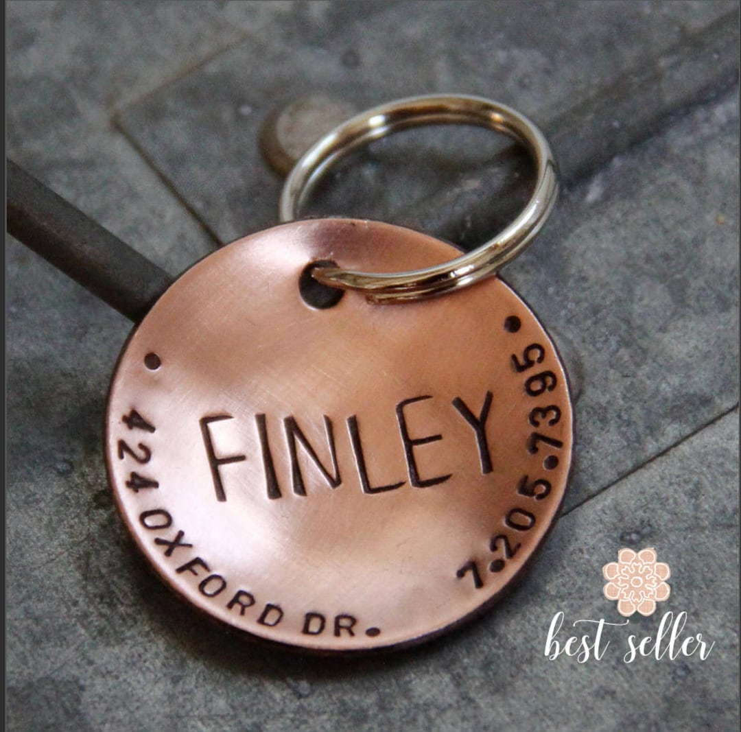 Custom Copper Dog Collar ID Tag / Personalized Pet Nameplate - Gift for ...