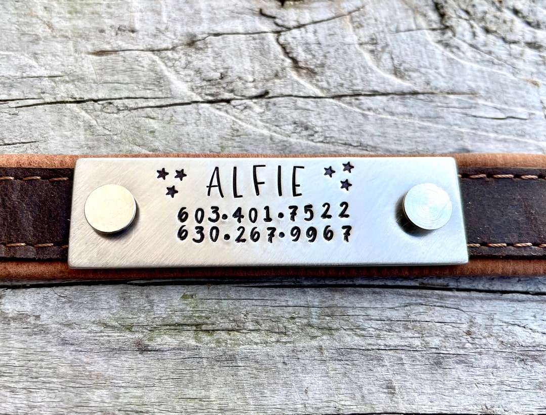 Pet Collar Nameplate - Rivet Silent Dog Tag - Personalized Name ID Tag ...
