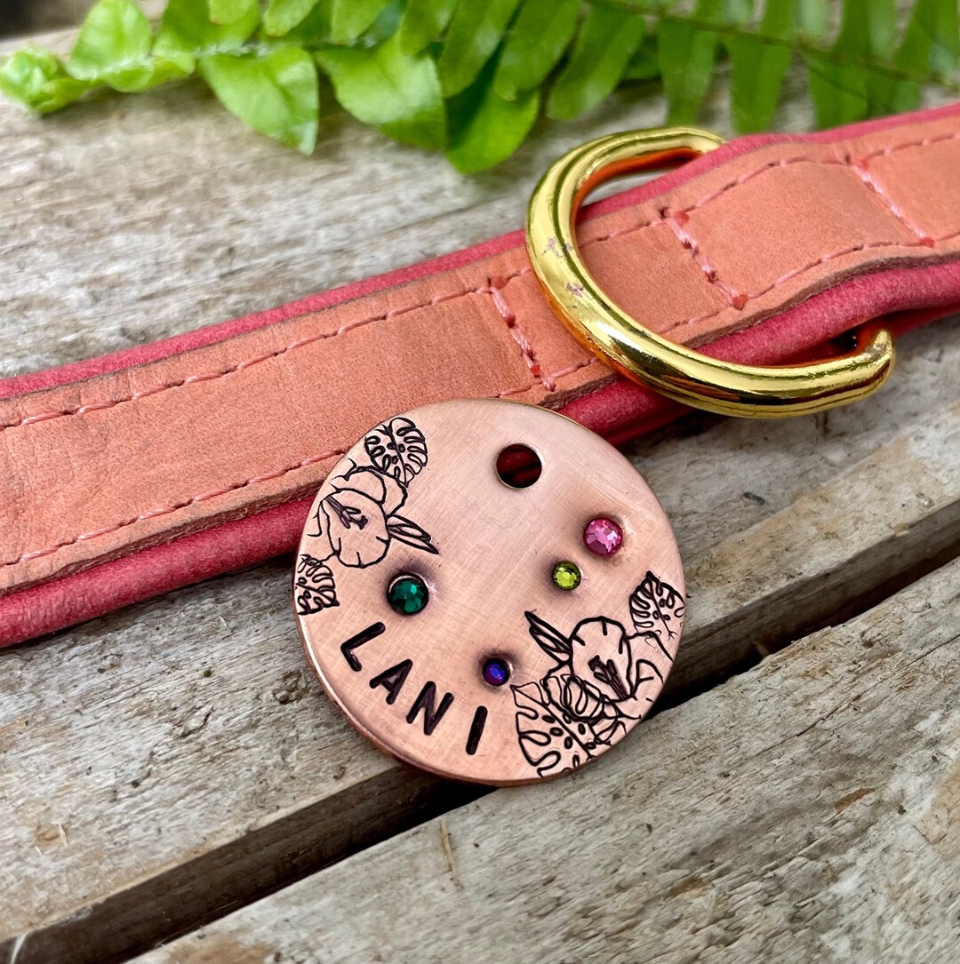 Custom Dog Tag With Crystals - Aloha Sparkle Birthstone Pet Tag in 1 ...