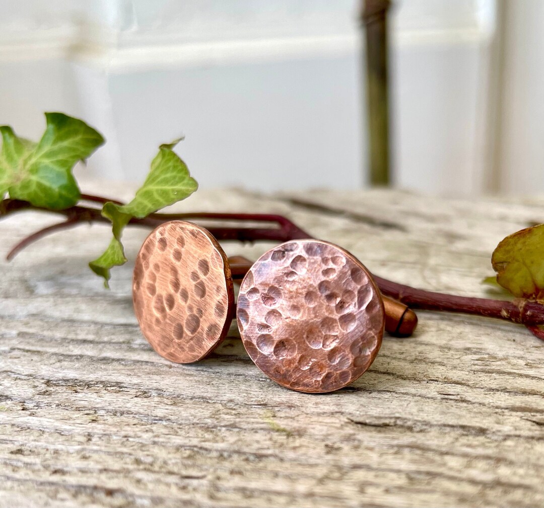 Hammered Copper Cuff Links - Copper Cuff Link for Men - Copper ...