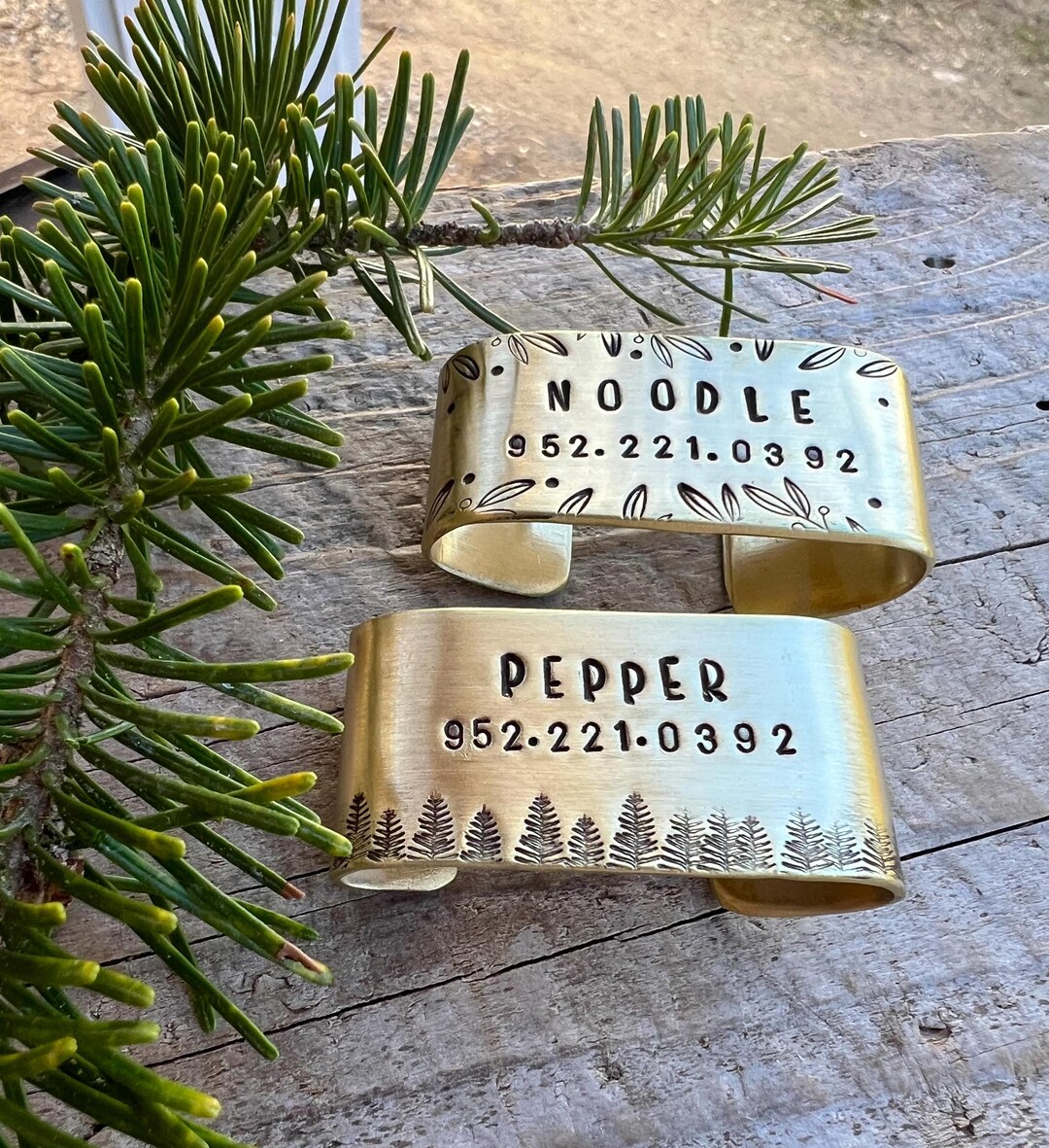 Custom Brass Slide on Dog Collar Tag, Personalized Metal Fur Saver Pet ...