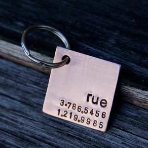 Custom Brass Dog Collar Tag, Personalized Pet Name ID, Metal 1'' Square ...