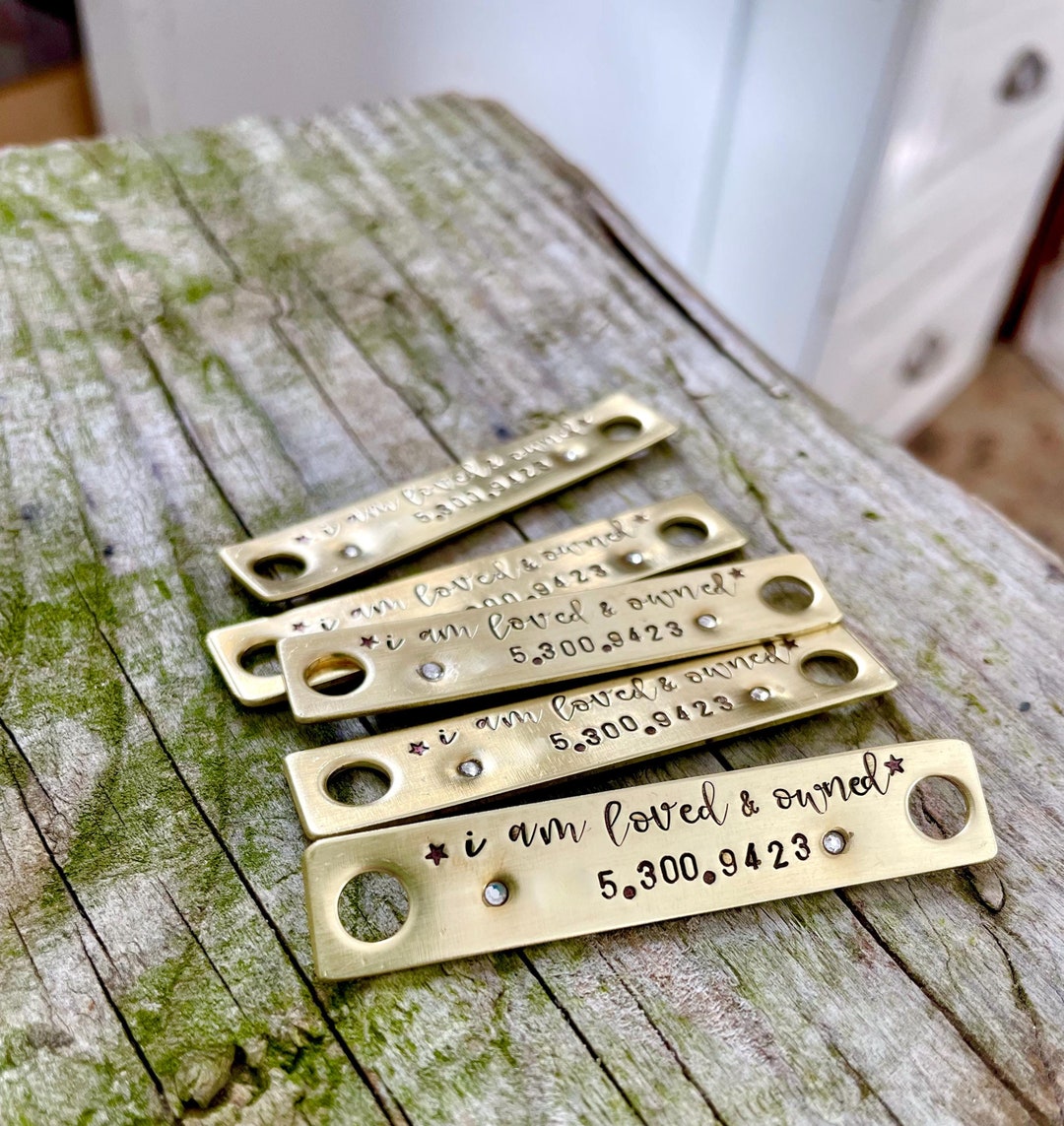 Custom Brass Rivet on Dog Tag - Dog ID Collar Nameplate - Personalized ...