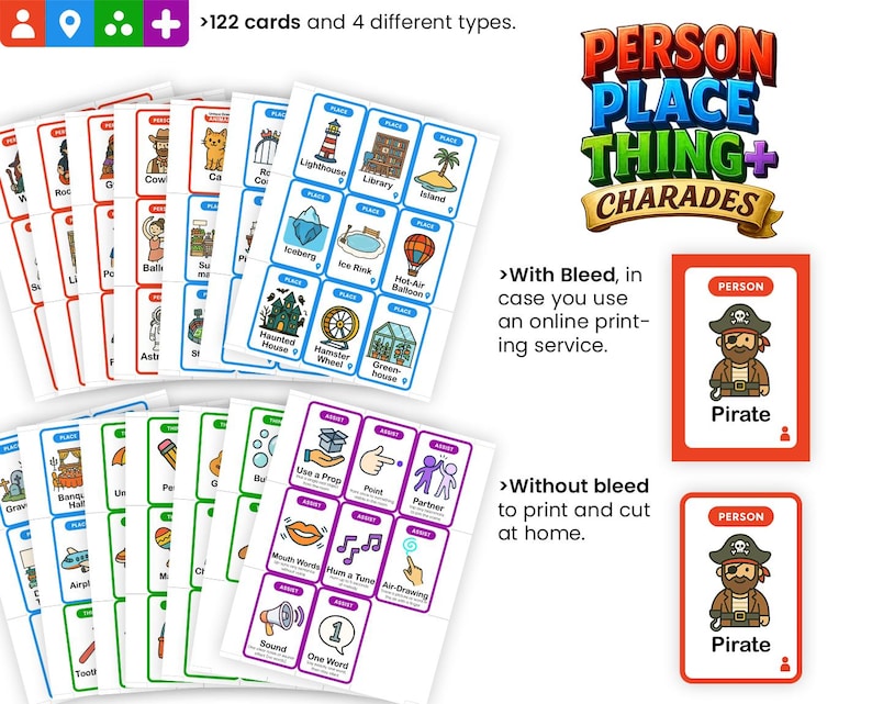 Printable Charades Game: Family Party | Icebreaker | Date Activity (DIY ...