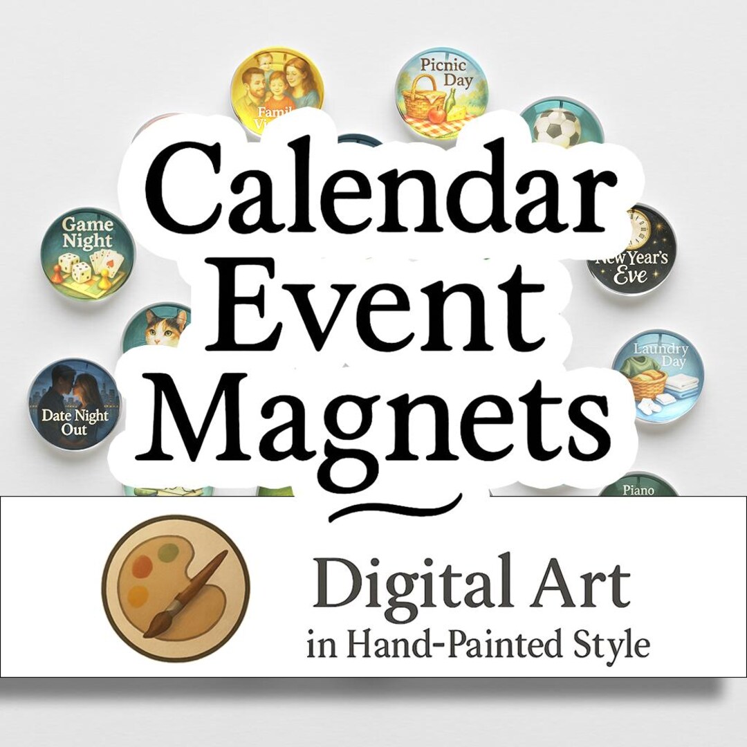 Calendar Event Icons: Hand-painted Planner Stickers & Magnet Set ...
