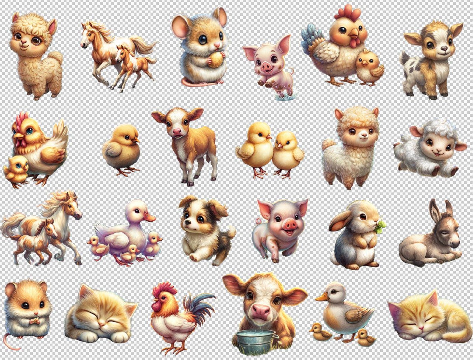 Farm Life Clipart Bundle • Baby Animals & Country Backgrounds • Chick ...