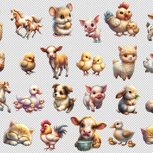 Farm Life Clipart Bundle • Baby Animals & Country Backgrounds • Chick ...