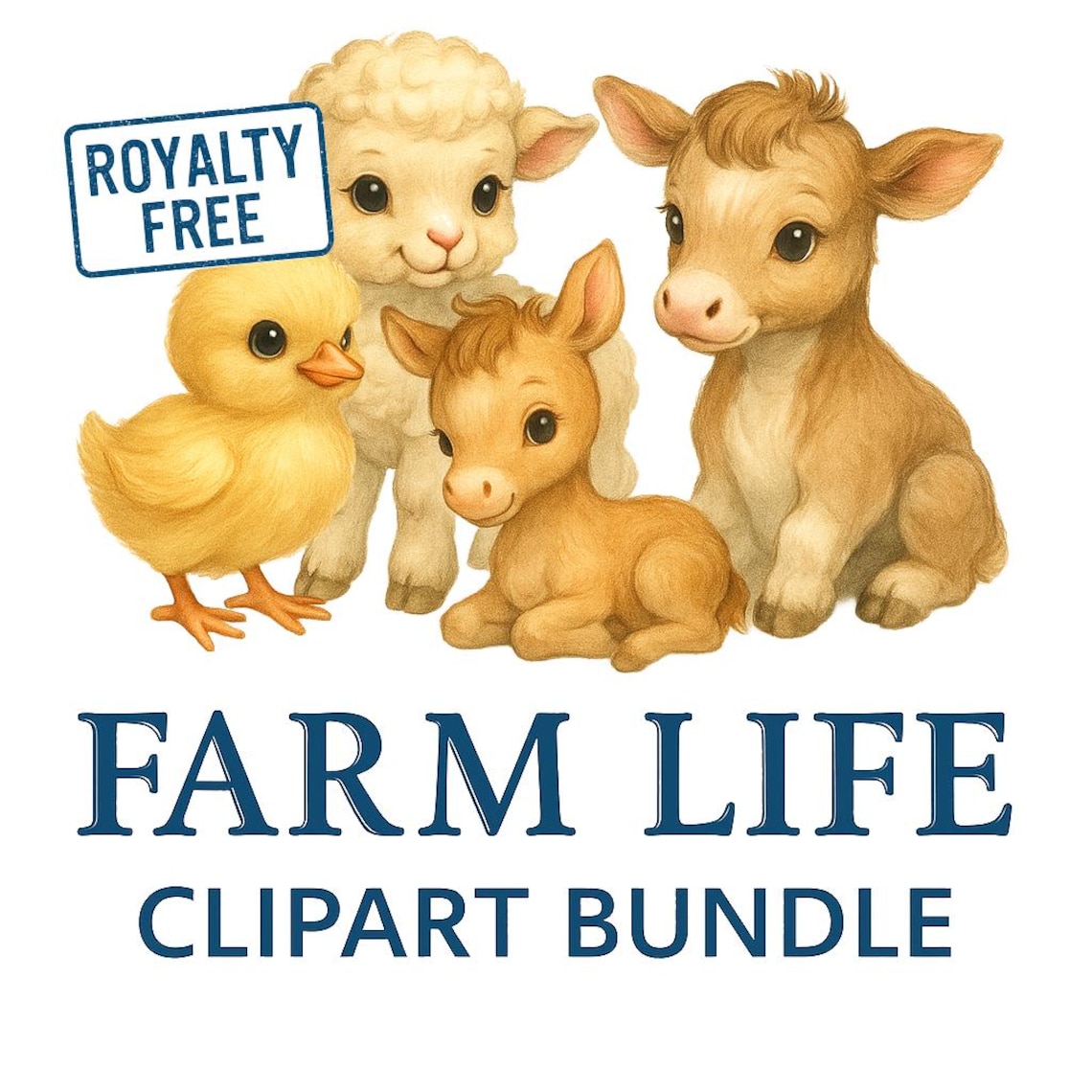 Farm Life Clipart Bundle • Baby Animals & Country Backgrounds • Chick ...