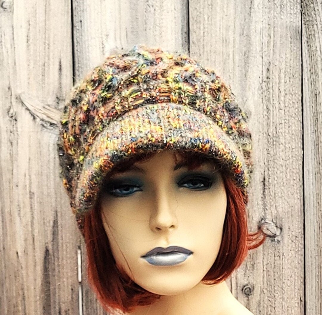Mohair Blend Newsboy Cap: Machine Knit Lace Golf Hat - Etsy