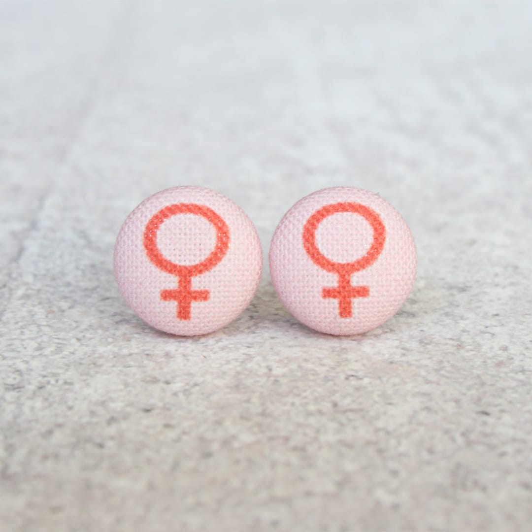 Feminist Fabric Button Earrings - Etsy