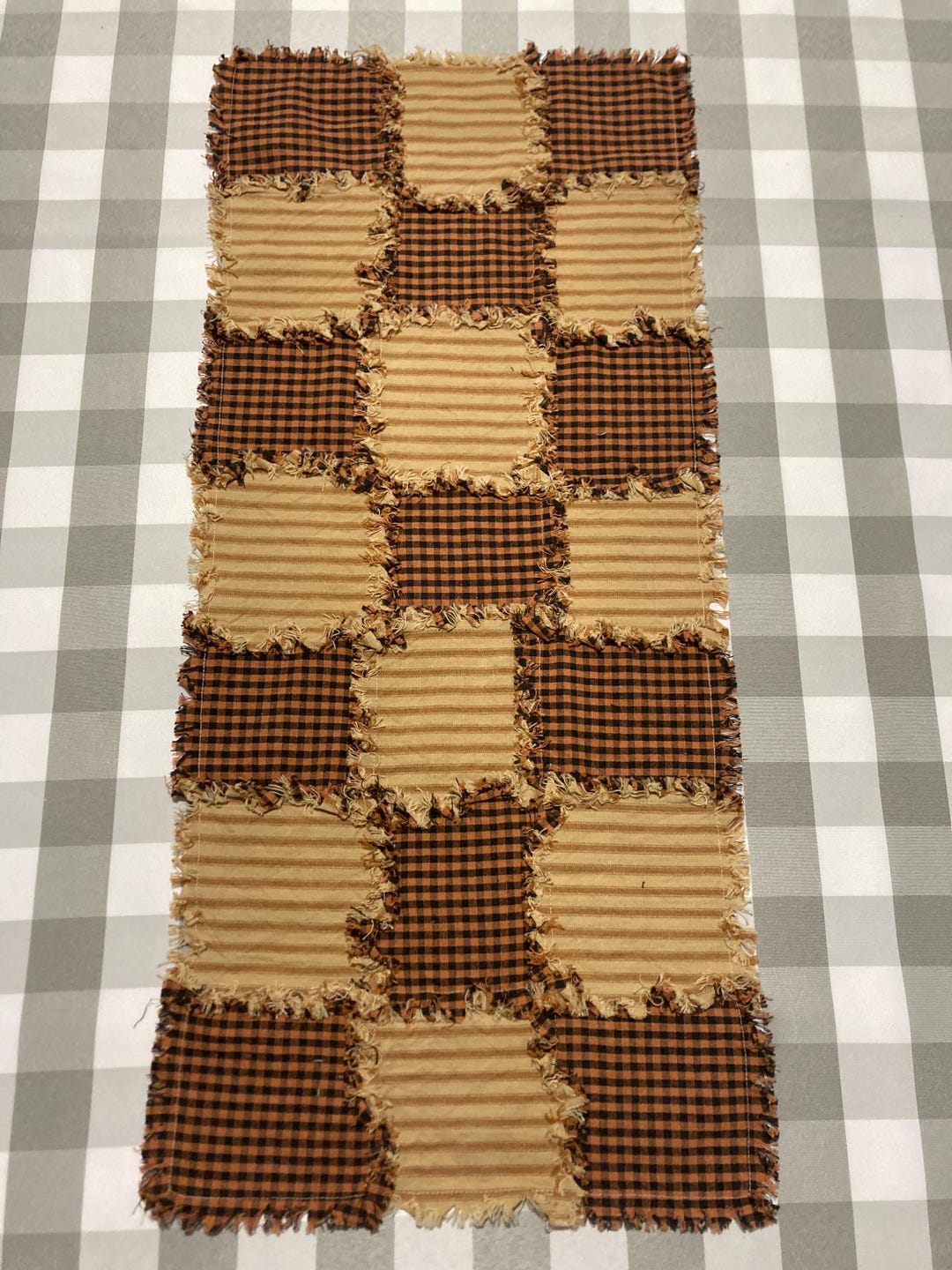 Plaid Primitive Homespun RAG Table Runner - Etsy