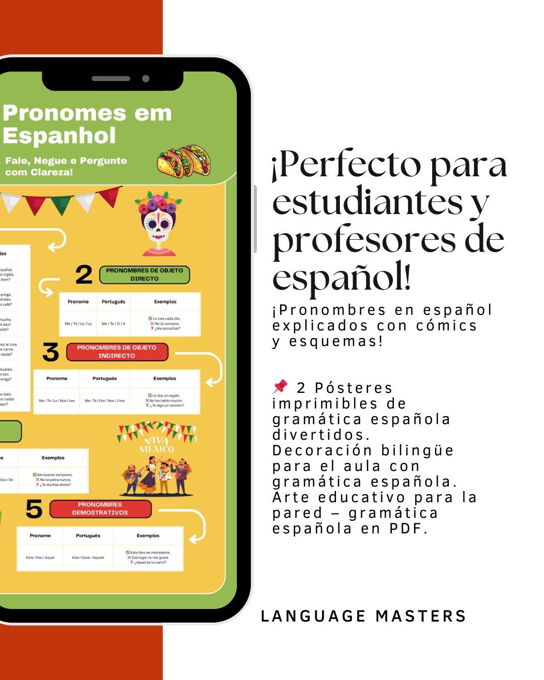 Educational Poster “pronouns in Spanish” | Visual Spanish Grammar | PDF ...