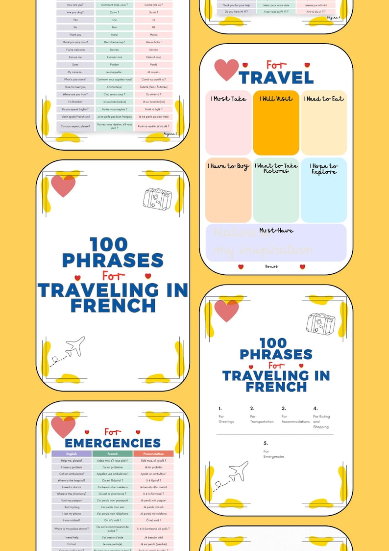 100 French Phrases for Travel - Etsy