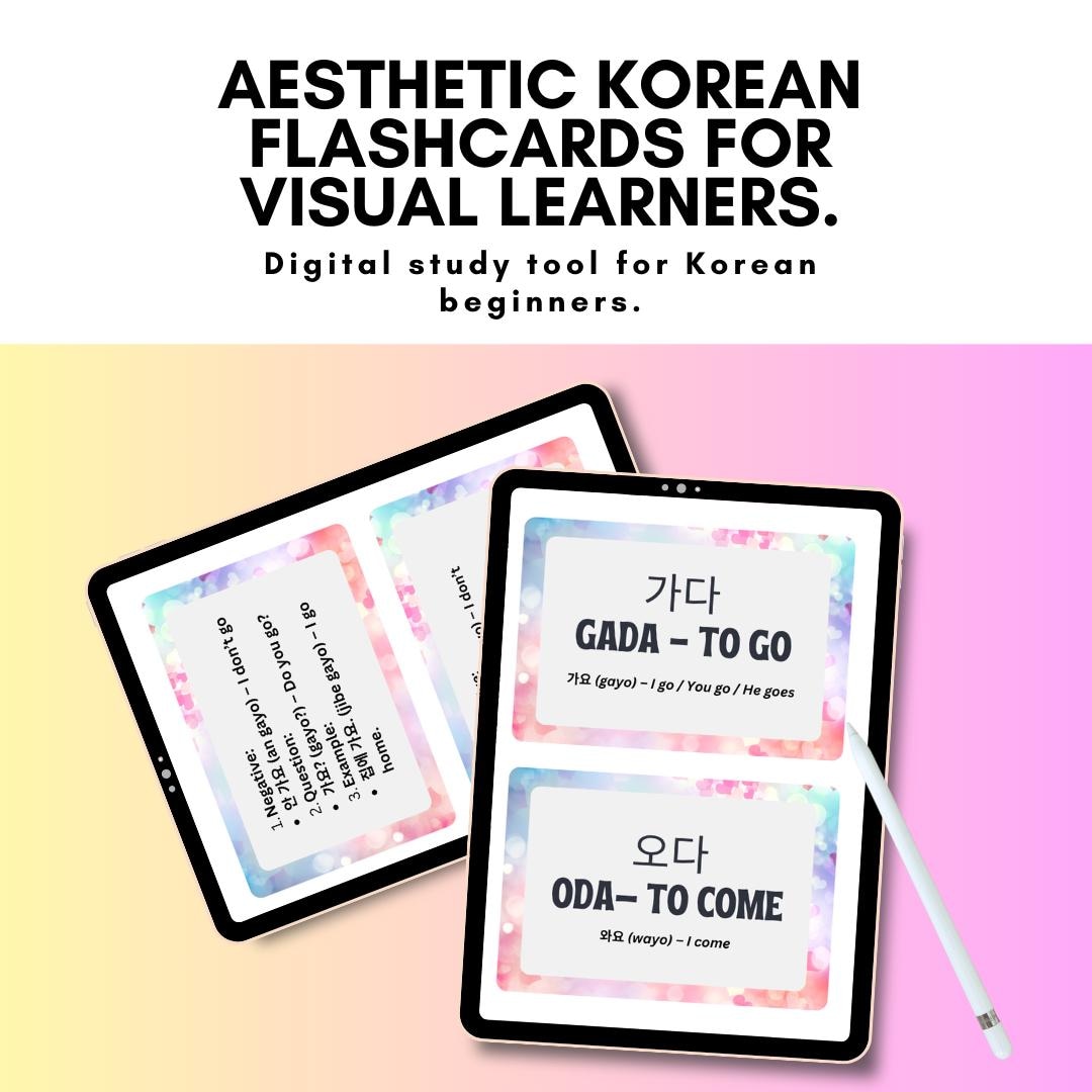 Korean Verb Flashcards | 36 Essential Verbs | Hangul + Romanization ...