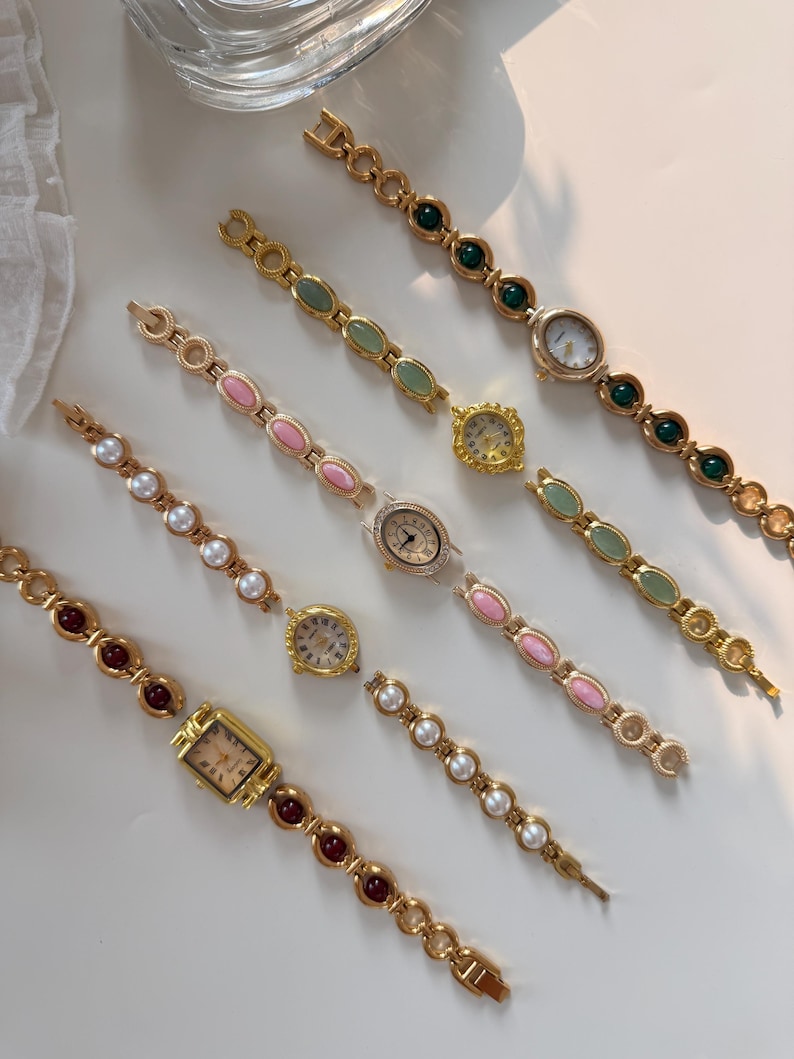 Colorful Gemstone Wrist Watch for Her,vintage Beaded Watch Bracelet ...