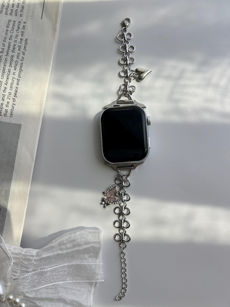 Y2K Minimalist Silver Chain Apple Watch Band,cute Charm Apple Watch ...