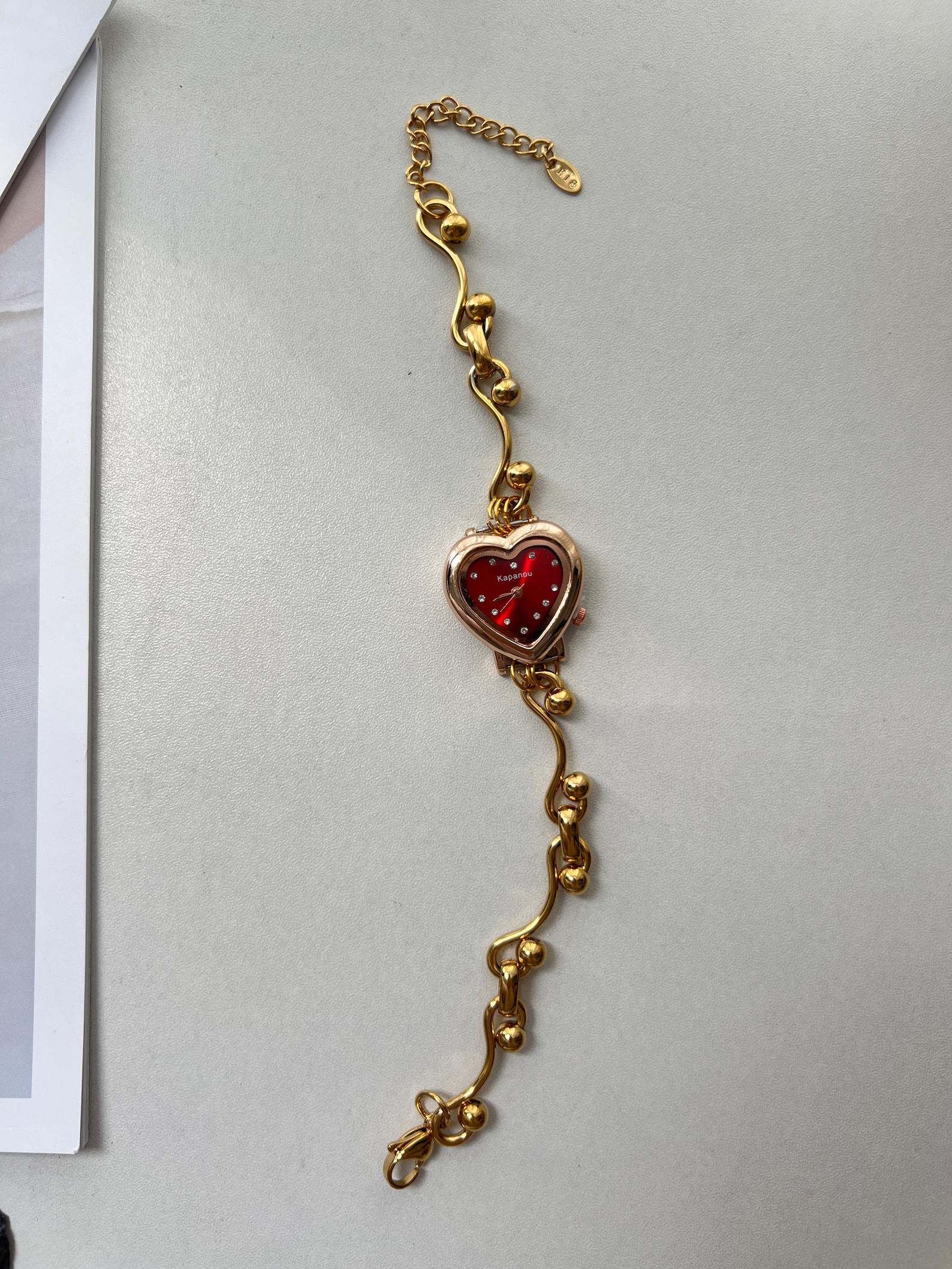 Vintage Red Heart Wrist Watch,elegant Red Dial Gold Watch Bracelet,y2k ...