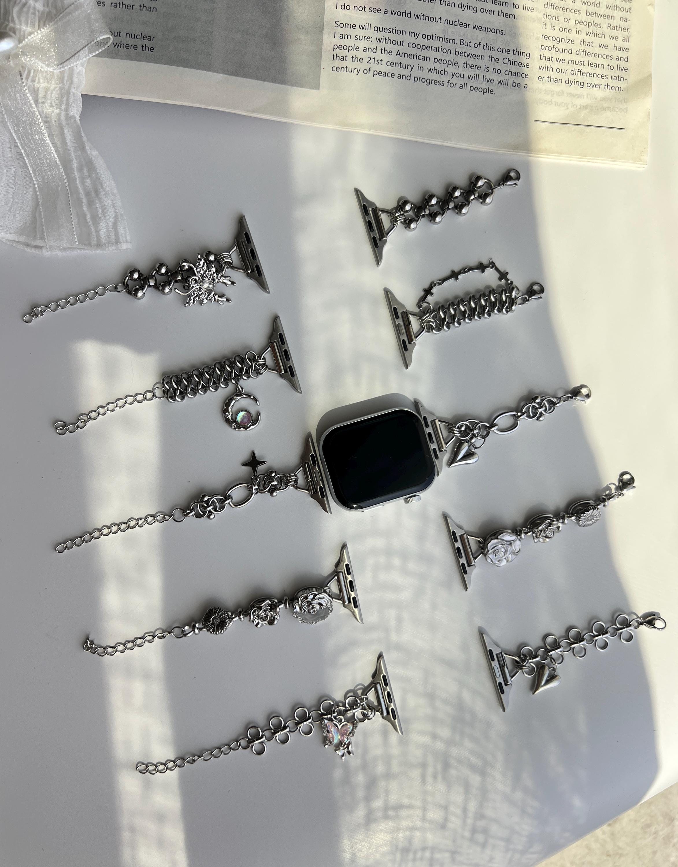 Y2K Minimalist Silver Chain Apple Watch Band,cute Charm Apple Watch ...