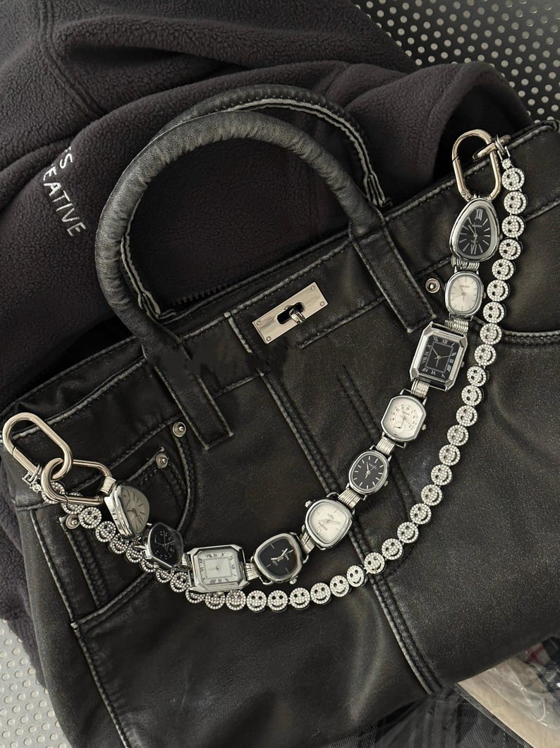 Punk Black and White Watch Bag Accessory,silver Watch Purse Strap ...