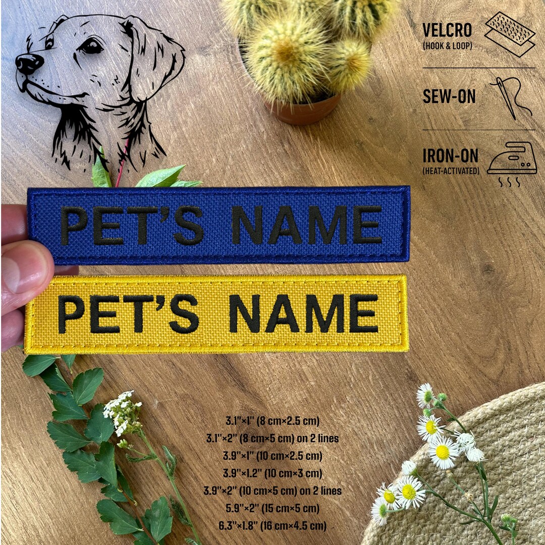 Custom Name Dog Velcro Label | Pet Chest Strap Patch | Iron-on, Sew-on ...