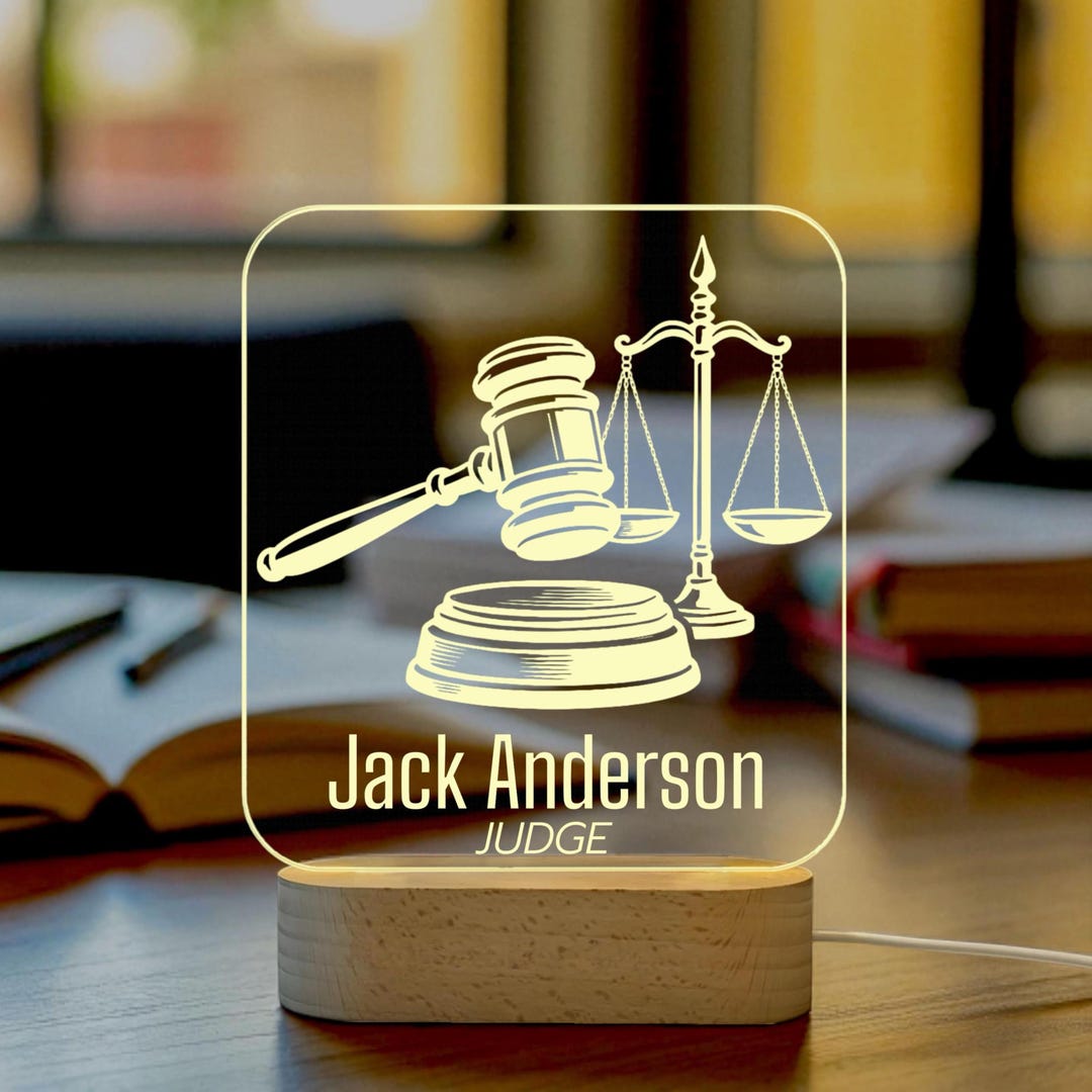 Custom Night Light – Judge Gifts | Engraved LED Acrylic Desk Lamp ...