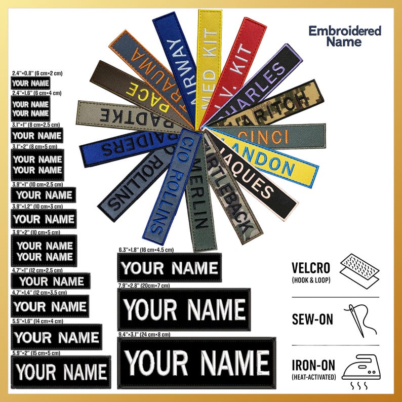 Personalized Embroidered Name Tag - Custom Name Patch | Iron-on, Sew-on ...