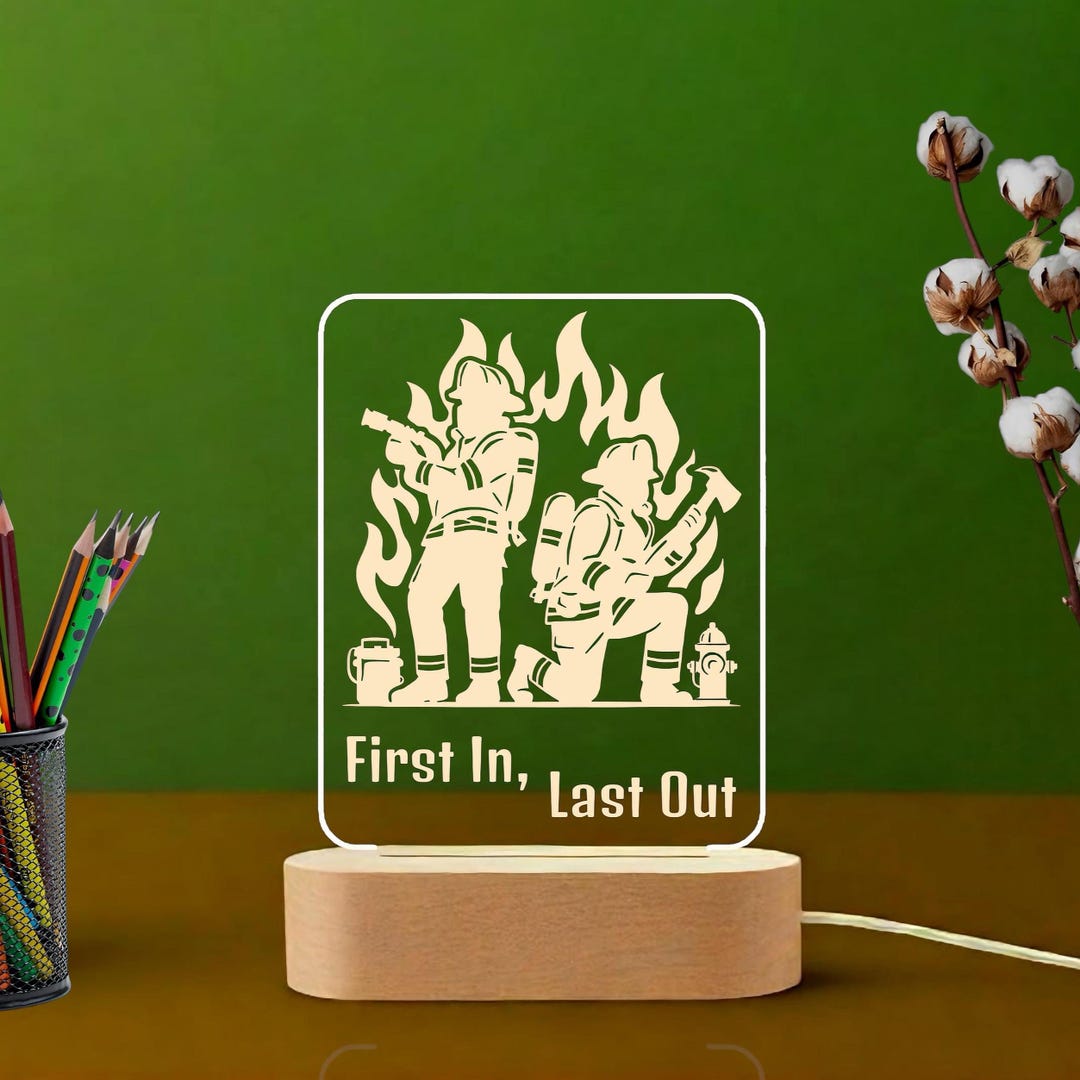 Personalized Firefighters LED Desk Lamp – Custom Gift for Firefighters ...