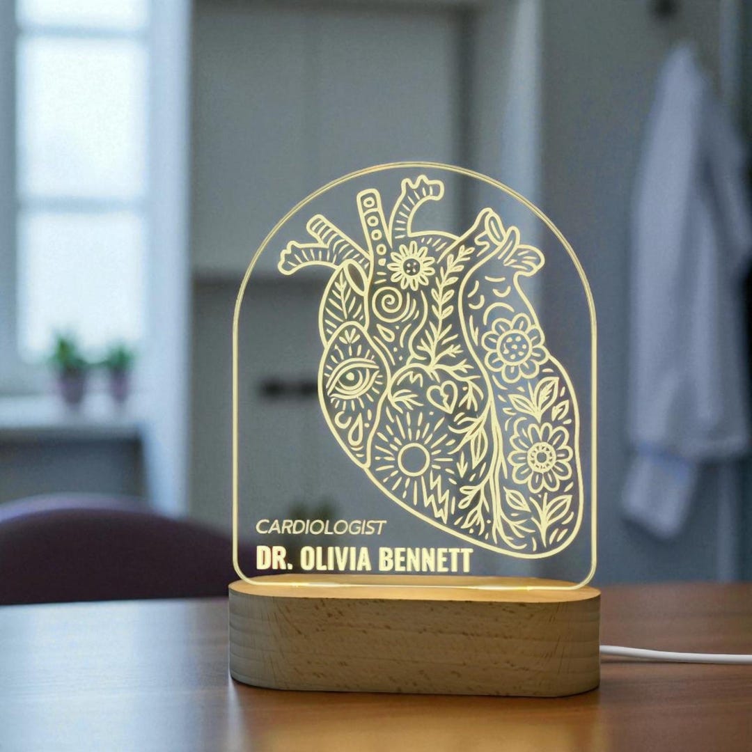 Cardiologist Gift - Desk Lamp, Cardiology Gift - Desk Name Plate ...