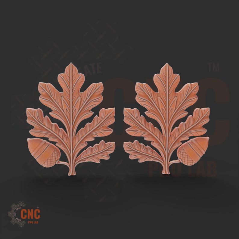 Set Oak Leaves STL Files for CNC Router 3D Printer Laser Engraving ...