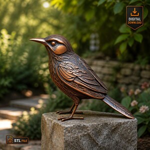 STL File Bird Figurine – 3D Printable Songbird Sculpture for FDM Makers ...
