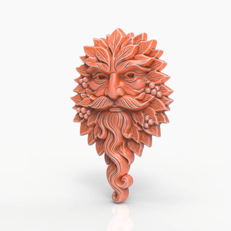 Green Man Pagan STL File – Stylized Leaf Face With Flowing Beard for ...