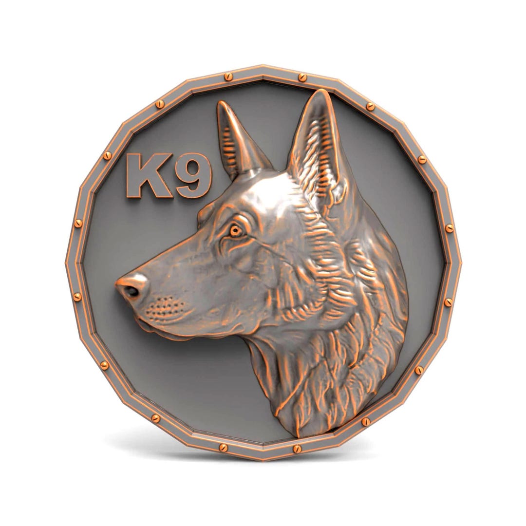 K9 German Shepherd Relief Medallion STL File for CNC Carving 3D ...