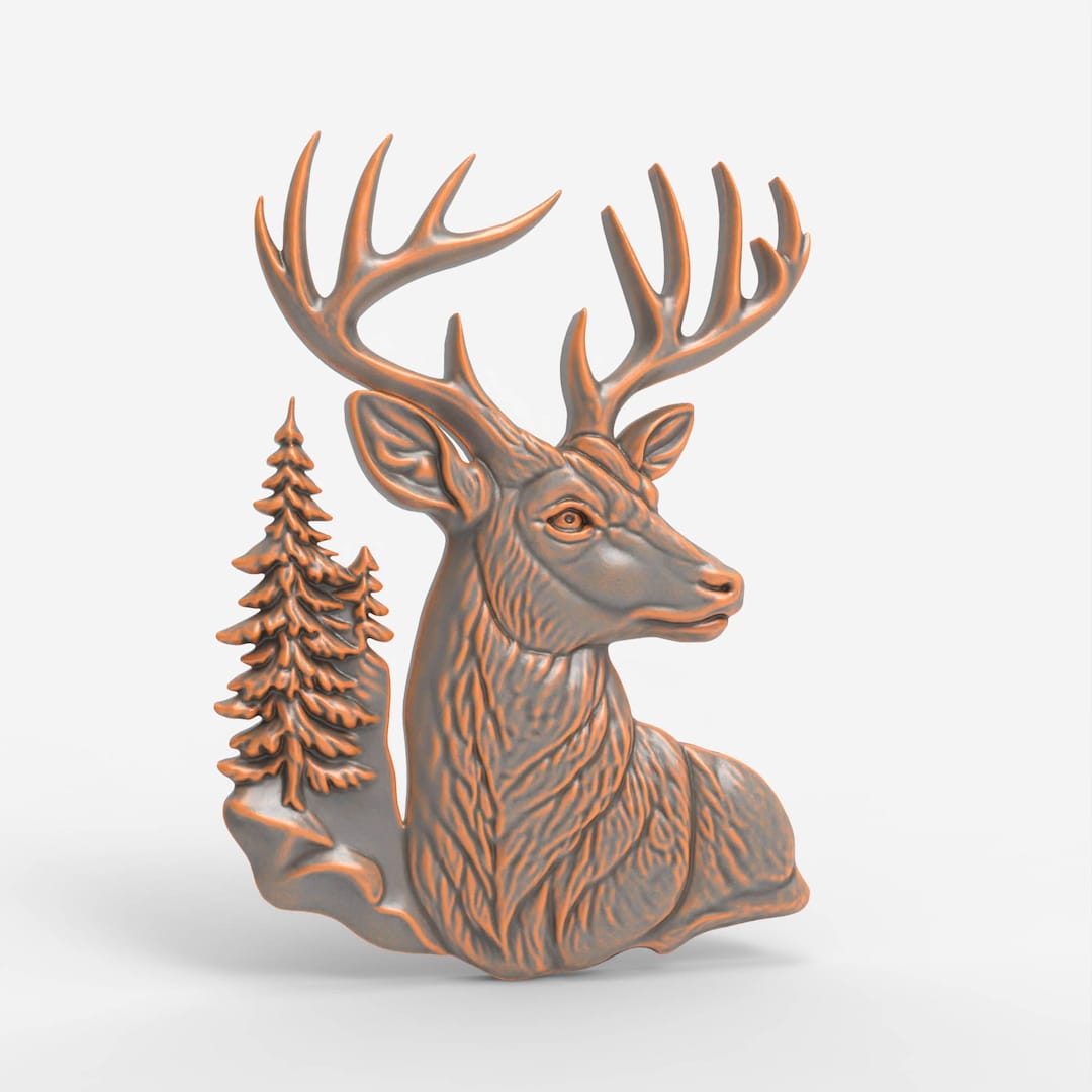 Deer Head Relief STL File for CNC Carving 3D Printing Rustic Wildlife ...