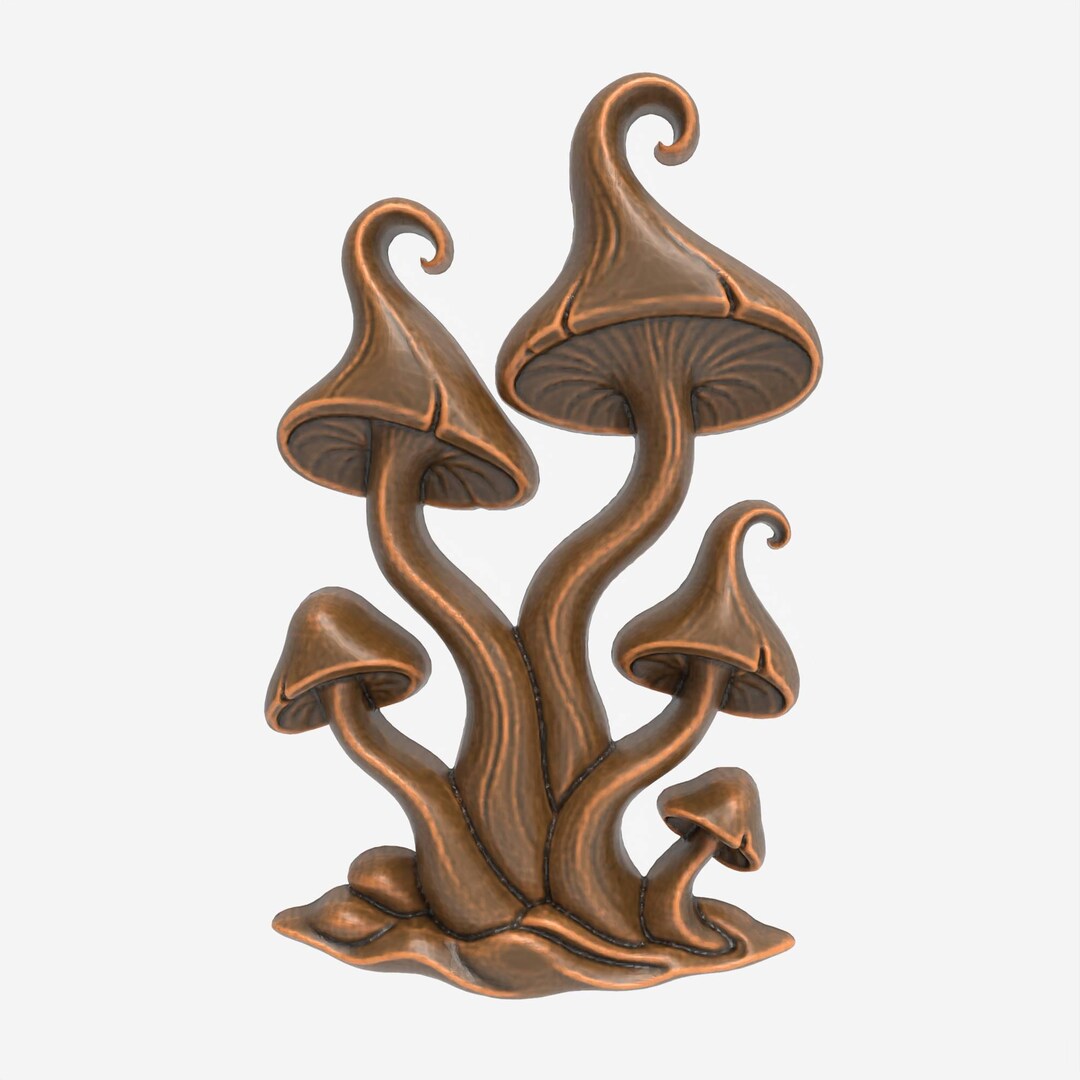 Curled Cap Mushroom Cluster STL File Sculpture – Twisted Fairy Fungi ...