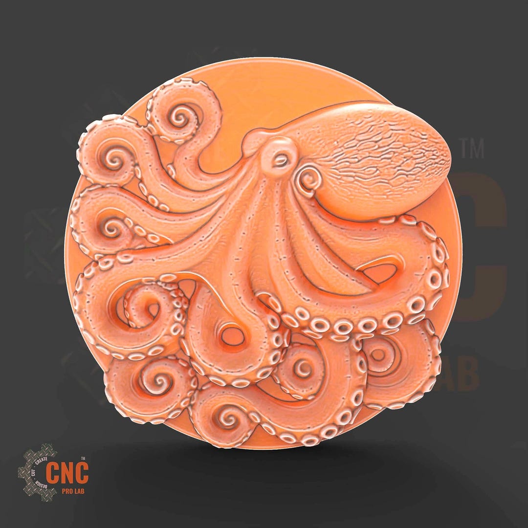 Octopus STL File Nautical 3D Model for Jewelry DIY CNC Router Laser 3D ...