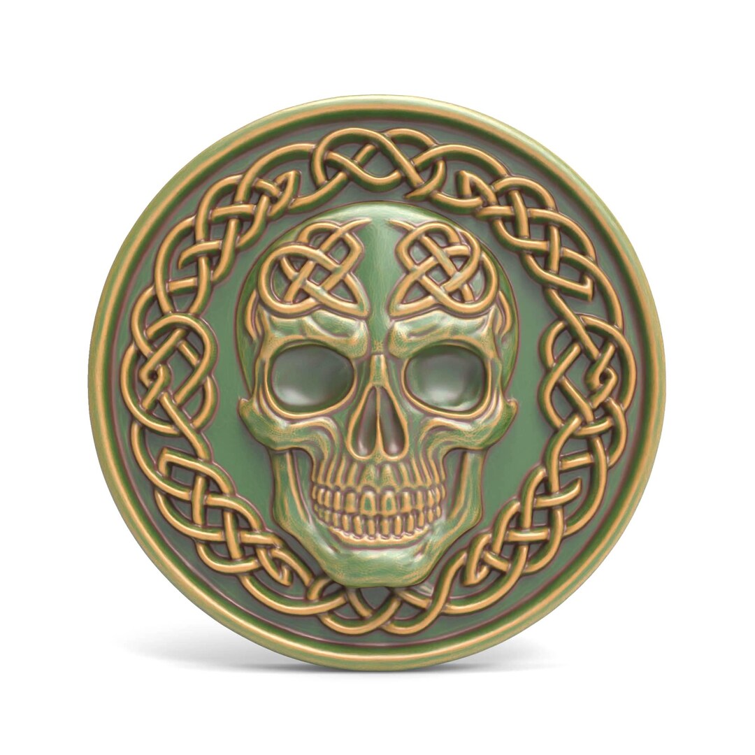 Celtic Knot Skull STL File Round 3D Relief Intricate Celtic Knotwork ...