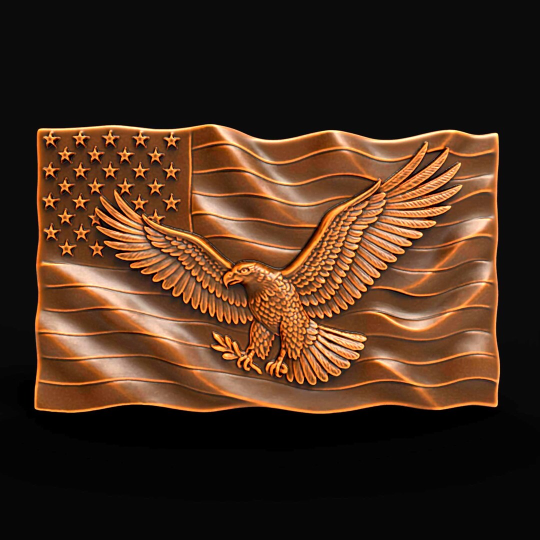 Eagle American Flag 3D STL Model Flying Eagle Over Flag – USA Patriotic ...
