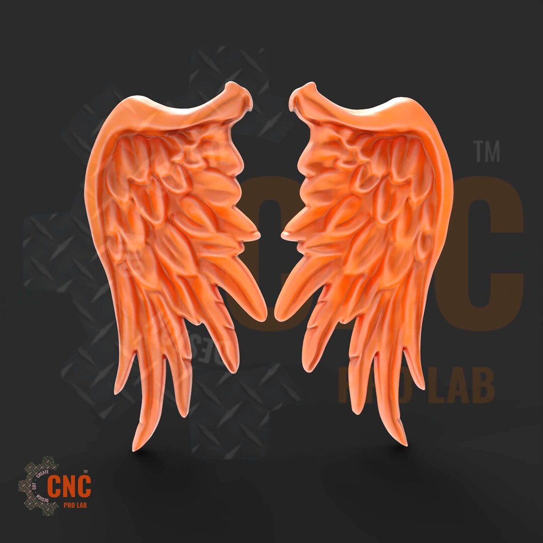 Angel Wings Set Cherub Wing STL File for CNC Router 3D Printer Pair ...