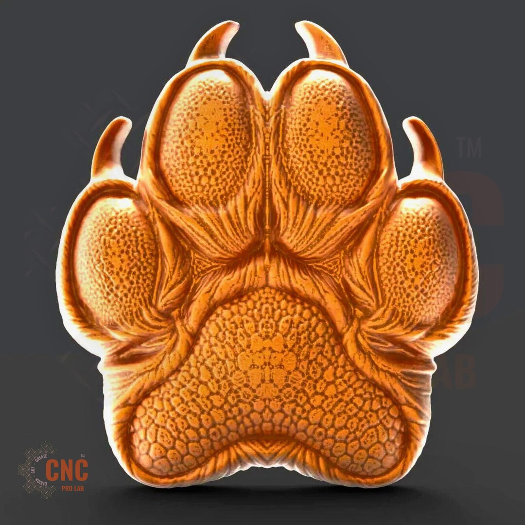 Realistic Dog Paw STL File for CNC Router 3D Printer Laser Engraver ...