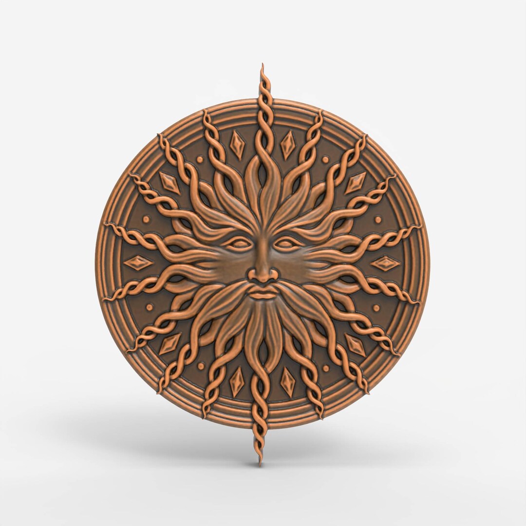 Celtic Green Man STL Sun Face Medallion STL File 3D Model for CNC ...