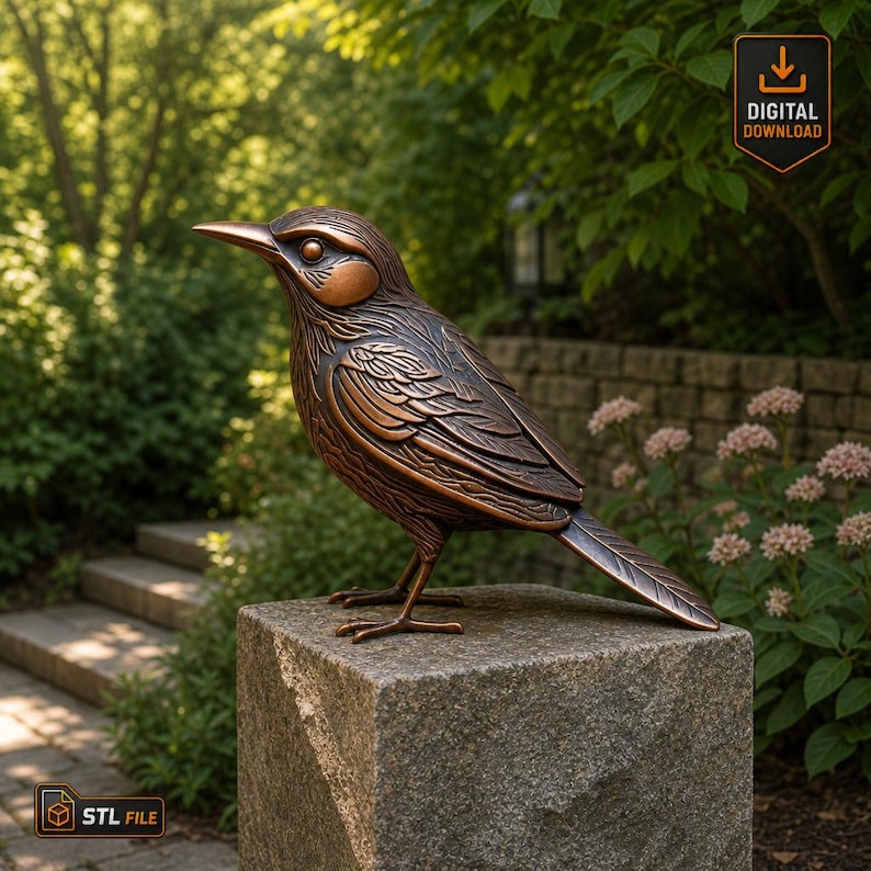 STL File Bird Figurine – 3D Printable Songbird Sculpture for FDM Makers ...