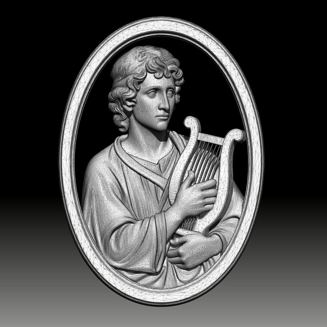 David With Harp Young Psalmist STL File - 3D CNC Relief for Carving ...