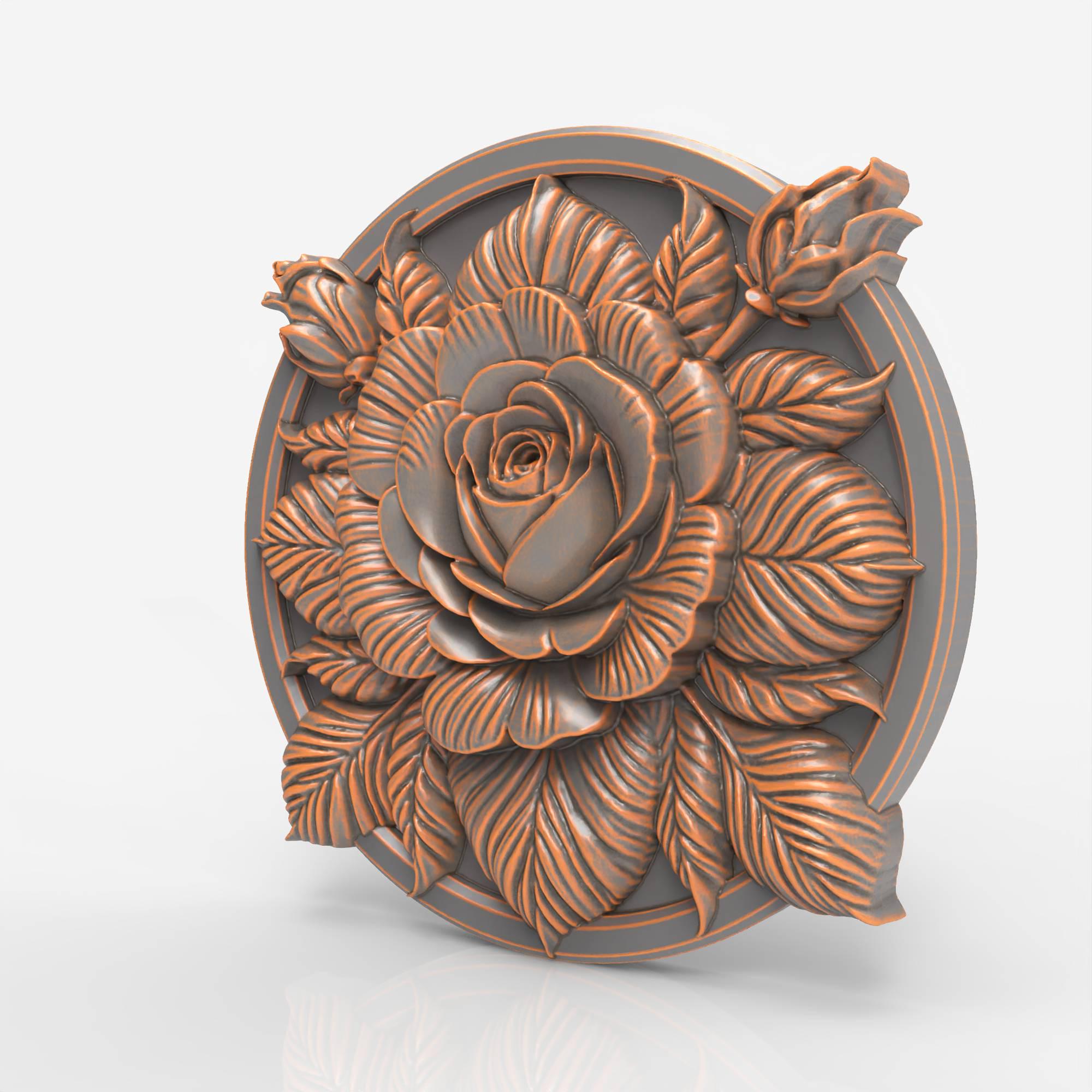 Round Floral Medallion STL File for CNC Router 3D Printer Model ...