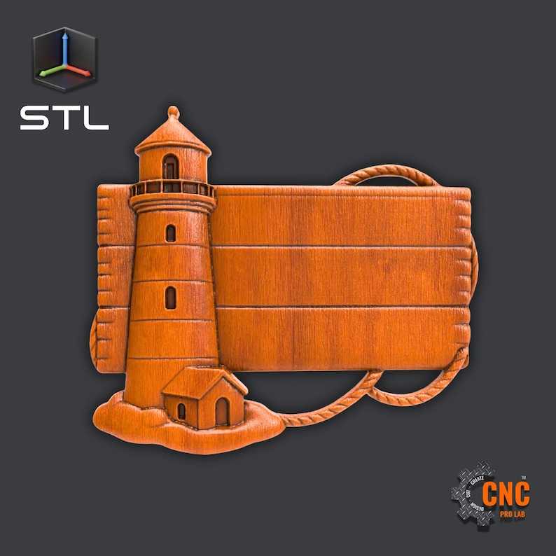 Lighthouse Blank Sign STL File for CNC Carving 3D Printing Nautical ...